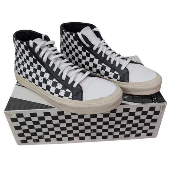 Vans | Shoes | Vans Shoes Black Checker Old Skool Hi Top Skate 72454 ...